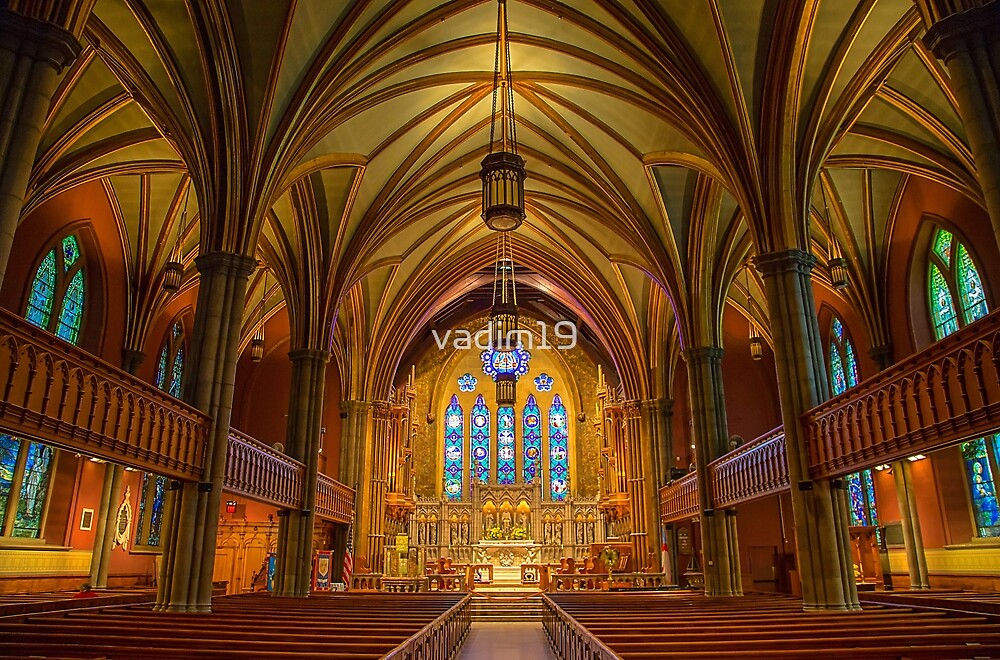 "USA. Connecticut. New Haven. Trinity Church on the Green. Interior ...