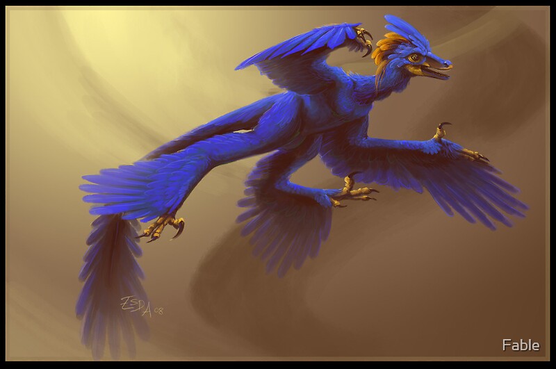 "Blue Microraptor" by Fable | Redbubble