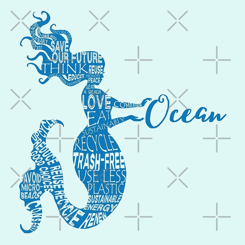 "Ocean Mermaid - Word Bubble Blue" by jitterfly | Redbubble