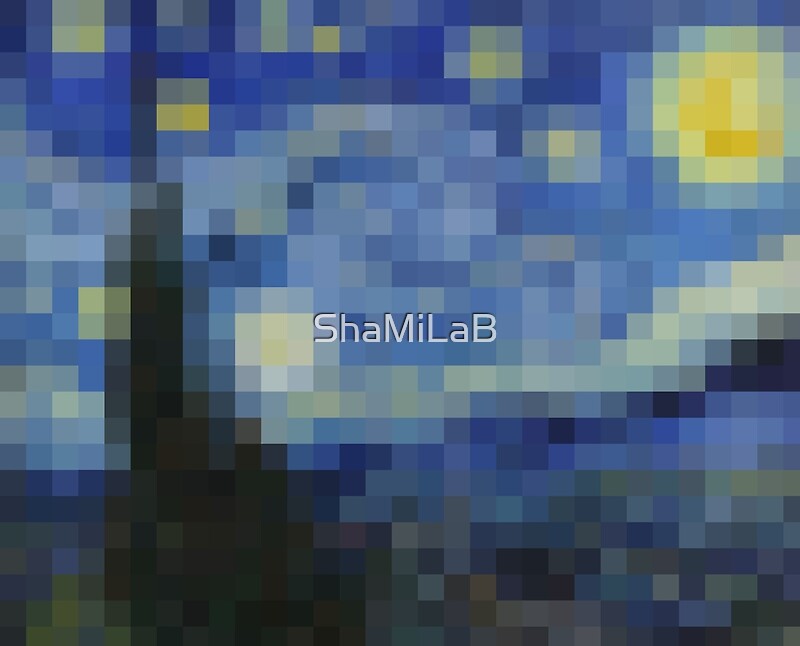 "Van Gogh Starry Night - Pixel Art" by ShaMiLaB | Redbubble