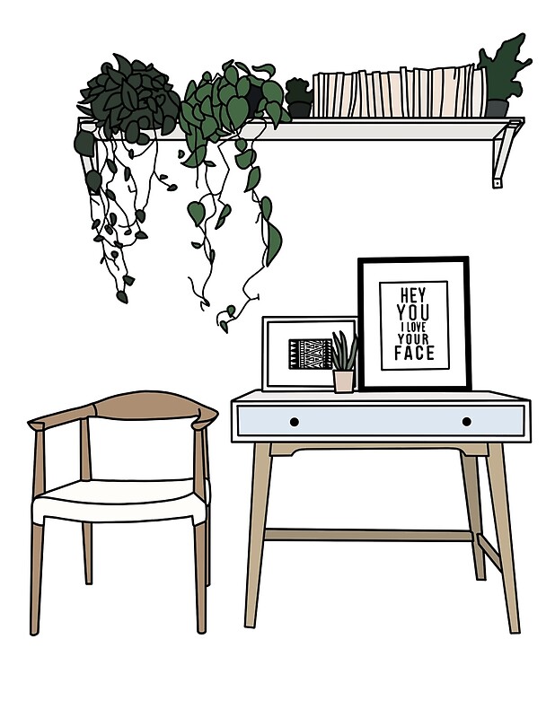 "Modern Desk Bedroom Drawing" by eknicole | Redbubble