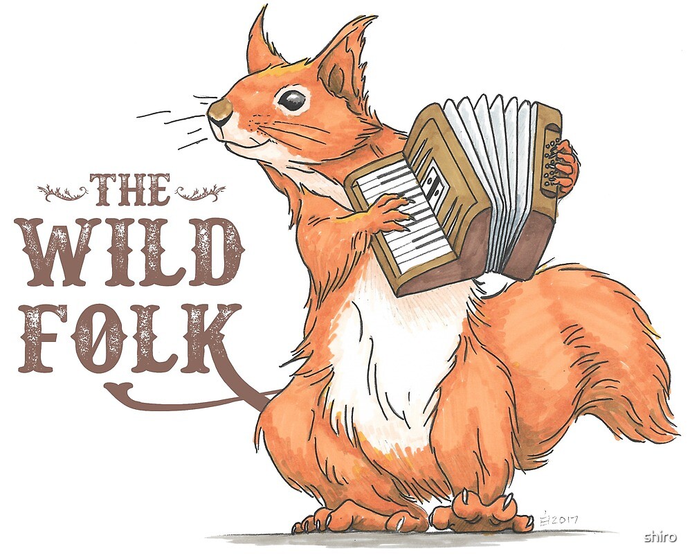 "The Wild Folk - Squirrel on Accordion" by shiro | Redbubble