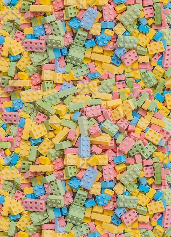 "Candy Building Blocks, Multicolored Pastel Real Candy Pattern" by ...