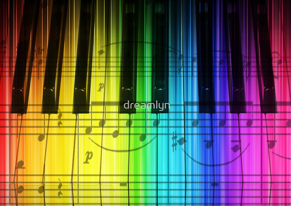 "Colorful Piano Keyboard and Notes" by dreamlyn | Redbubble