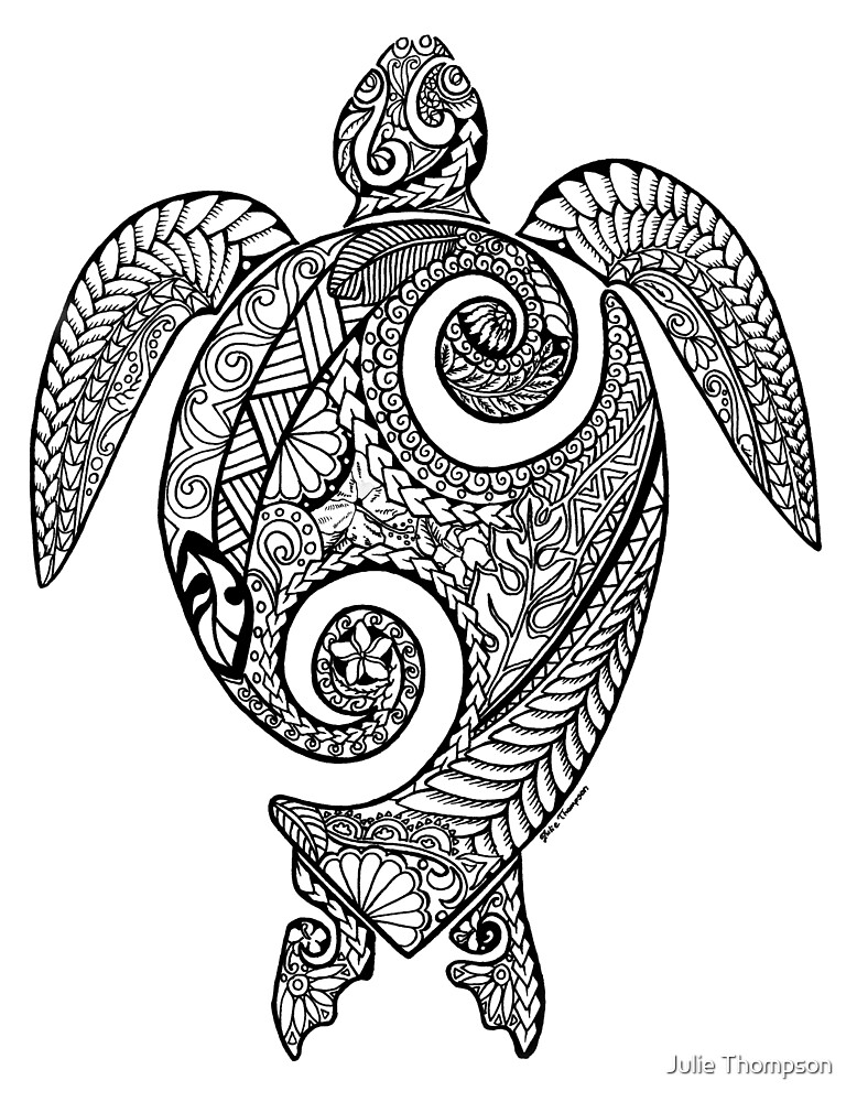 "Honu - tribal sea turtle South Pacific" by Julie Thompson | Redbubble