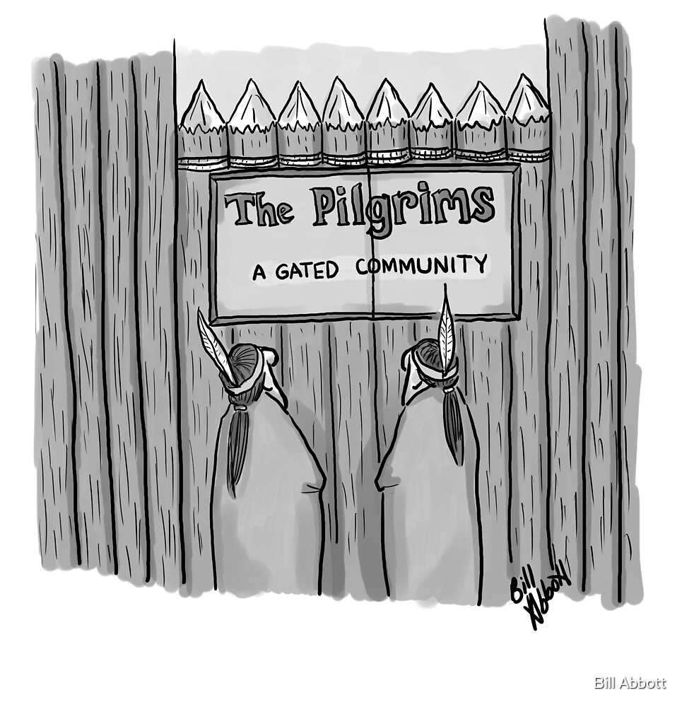 "Funny Thanksgiving Pilgrims and Natives Cartoon Humor" by Bill Abbott ...