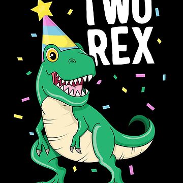 "Two Rex 2nd Birthday Boy T-Rex Dinosaur Party Happy Second" Art Board ...