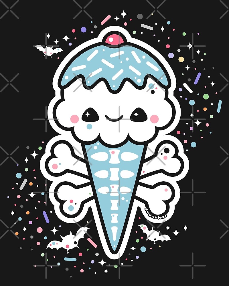 "Pastel Goth Skeleton Ice Cream Cone - Skelecone" by sugarhai | Redbubble