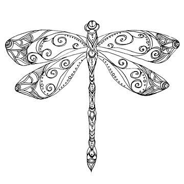 "patterned dragonfly ink drawing" Art Print for Sale by AmandaRuthArt ...