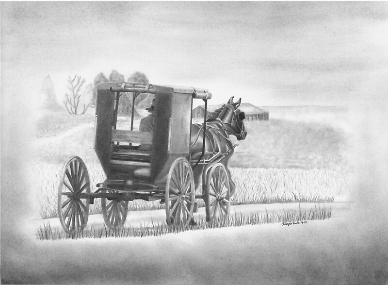 ""A Country Ride" Amish buggy on a country road. " by iLovePencils ...