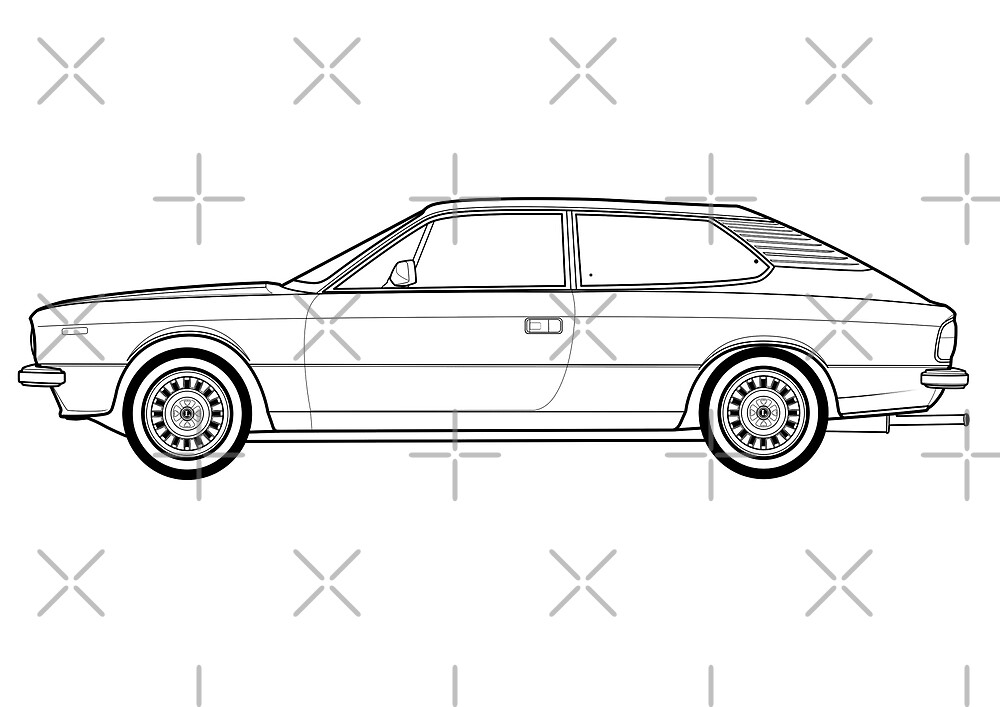 "Beta HPE Classic Car Outline Illustration" by RJWautographics | Redbubble