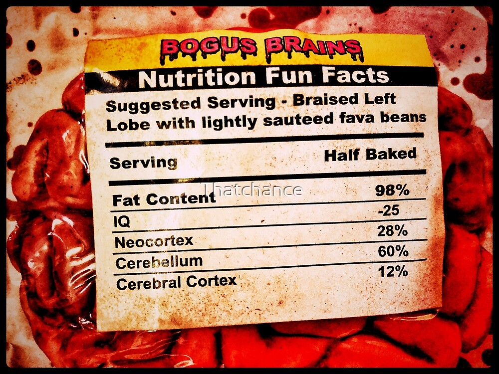"Brains Nutrition Label " by Thatchance | Redbubble