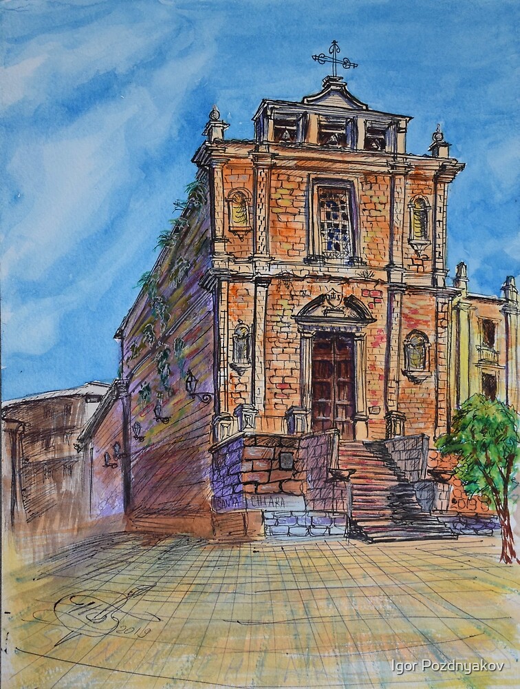 "Watercolor sketch - Chiesa di Santa Chiara. Enna, Sicily" by Igor ...