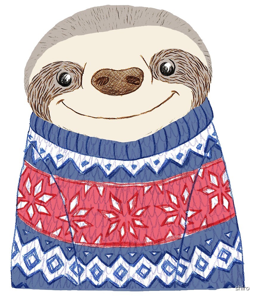 "Sloth in a Christmas Jumper" by shiro | Redbubble