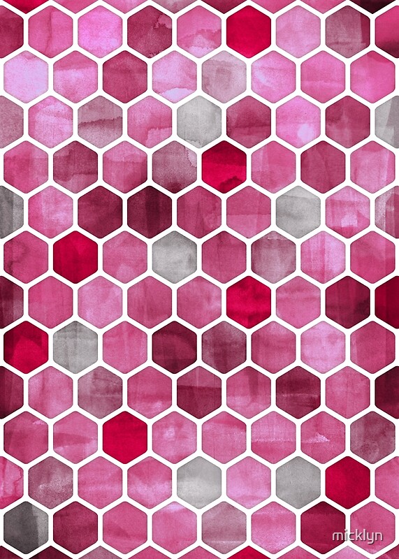 "Pink Ink - watercolor hexagon pattern" by micklyn | Redbubble