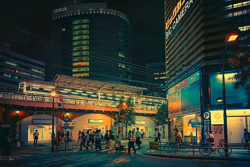 "Late Night Scene II- Japan Night Photo" by Anthonypresley | Redbubble