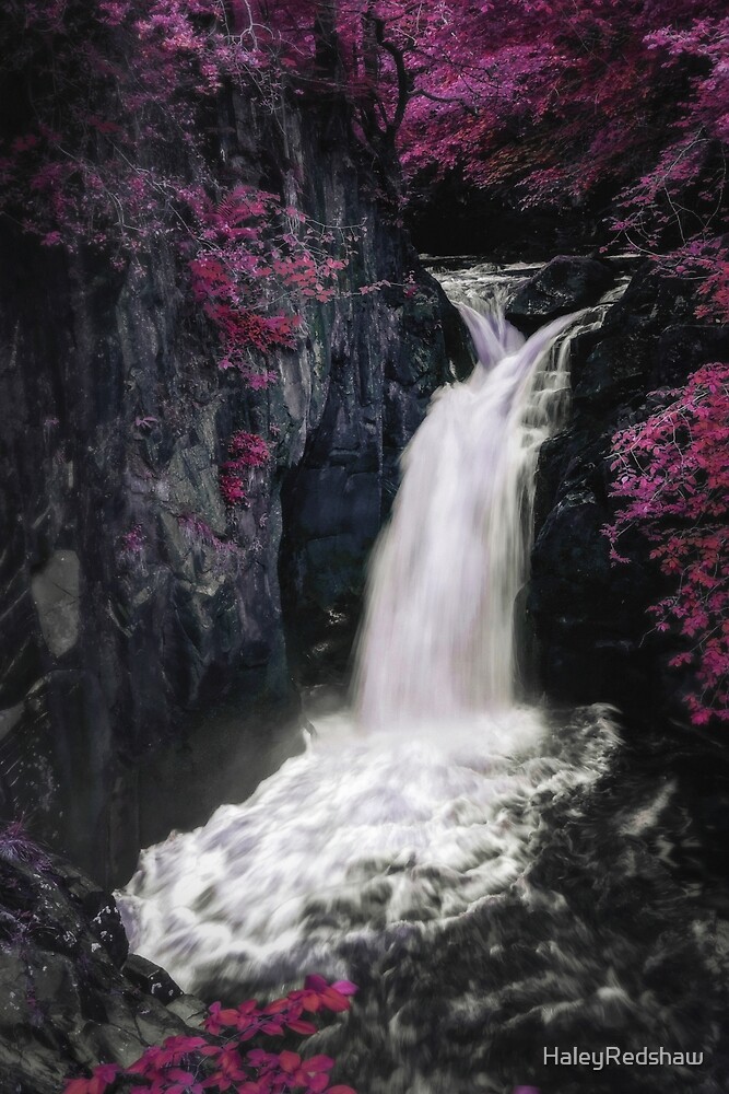 "Beautiful pink fantasy Waterfall river" by HaleyRedshaw | Redbubble