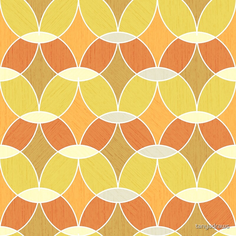 "Retro Orange Tile Pattern " by tanyadraws | Redbubble
