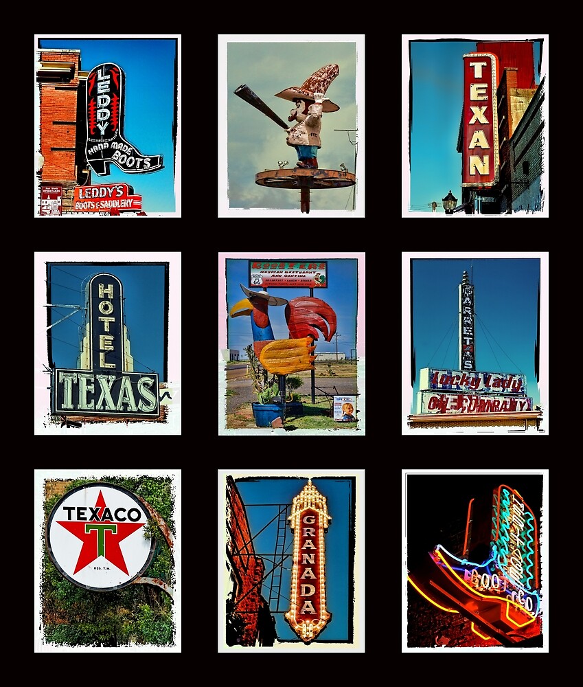 "Texas Signs in a 3x3 Grid" by Warren Paul Harris | Redbubble