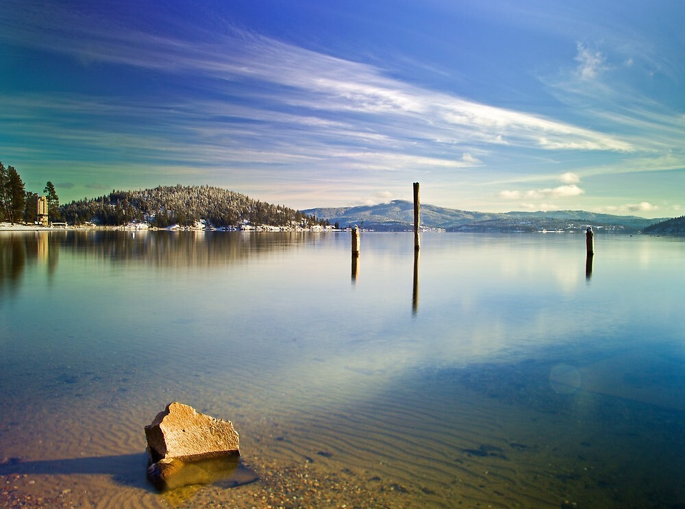 "Winter color on Lake Coeur d' Alene" by Steve Biederman | Redbubble