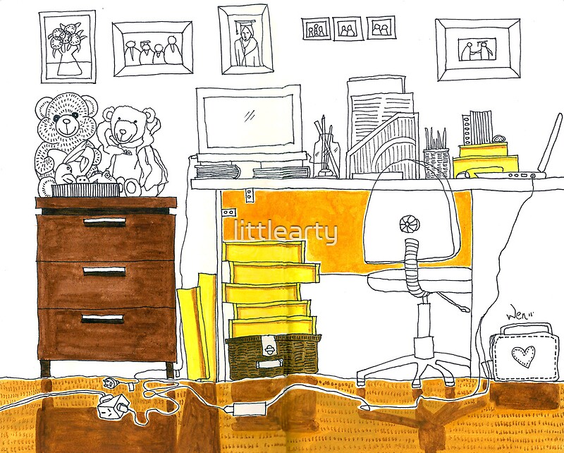 "Sketch 3 ... study room" by littlearty | Redbubble