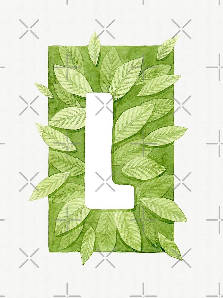 "Letter L in green watercolor leaves" by helga-wigandt | Redbubble