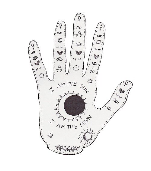 "Tumblr Sun/Moon Hand Sticker" by selinuenal13 | Redbubble