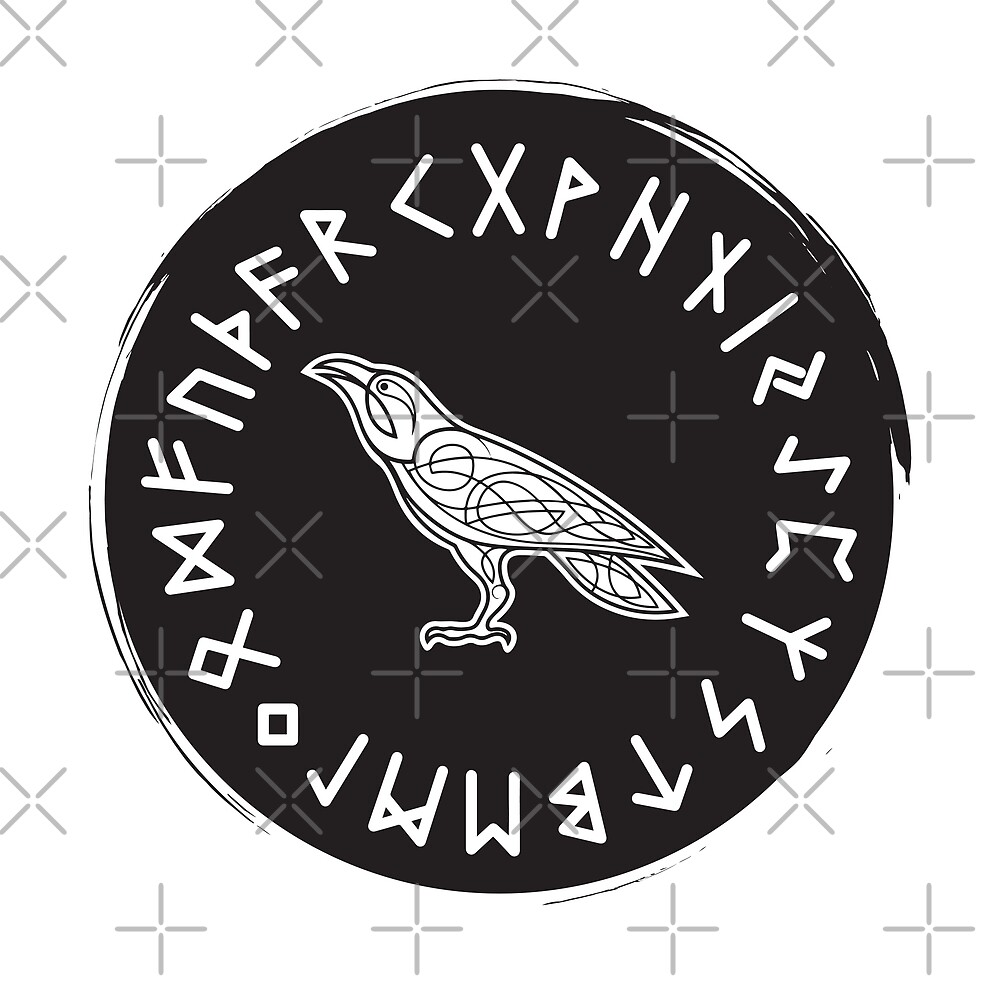 "Hugin and Munin Norse Odin Ravens/Crows with Runic Viking Mythology ...