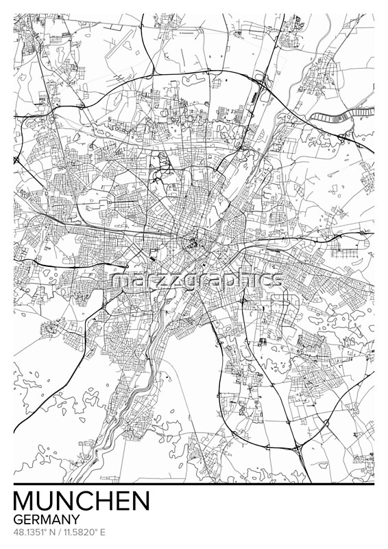"München map poster print wall art, Germany gift printable, Home and ...
