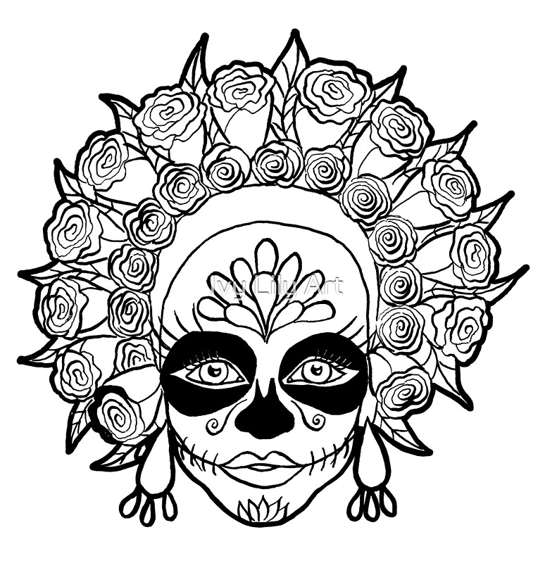 "La Calavera Catrina - Sugar Skull Girl Outline" by Katri Ketola ...