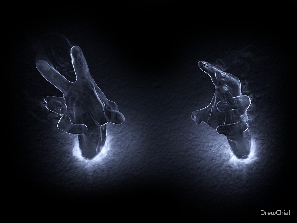 "Ghost hands bleeding through the wall" by DrewChial | Redbubble