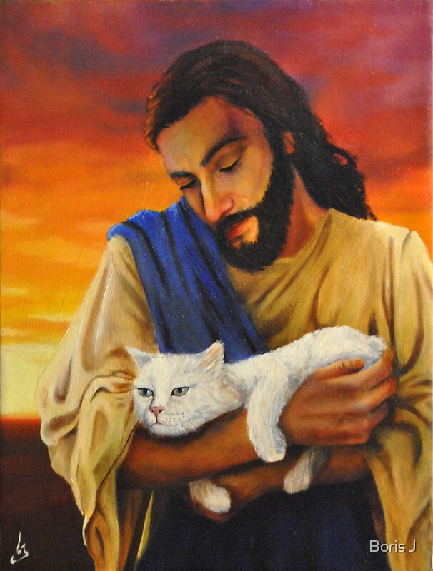 "Jesus & cat" by Boris J | Redbubble