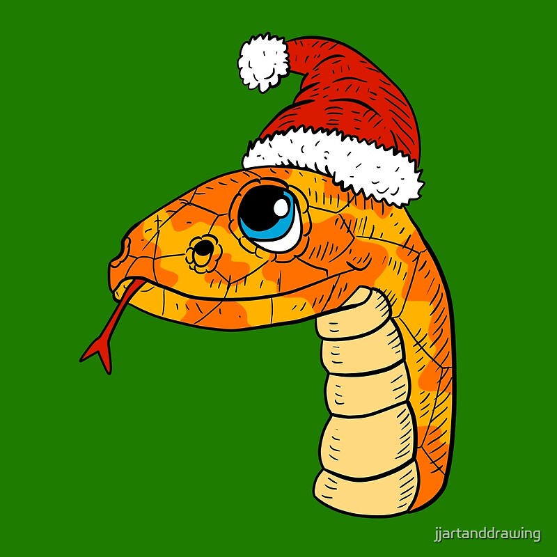 "Christmas snake. happy pet snake with santa hat." by JJ ADX | Redbubble