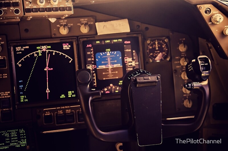 "Boeing 747 Control wheel and instruments in cockpit" by ...