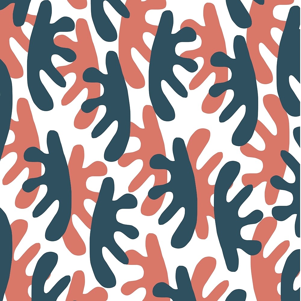 "Dancing Blobs Cheerful Boho Maximalist Pattern in Coral Blush Pink and ...