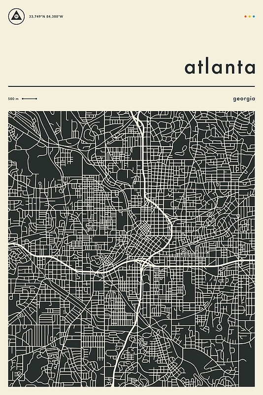 "ATLANTA MAP" by JazzberryBlue | Redbubble