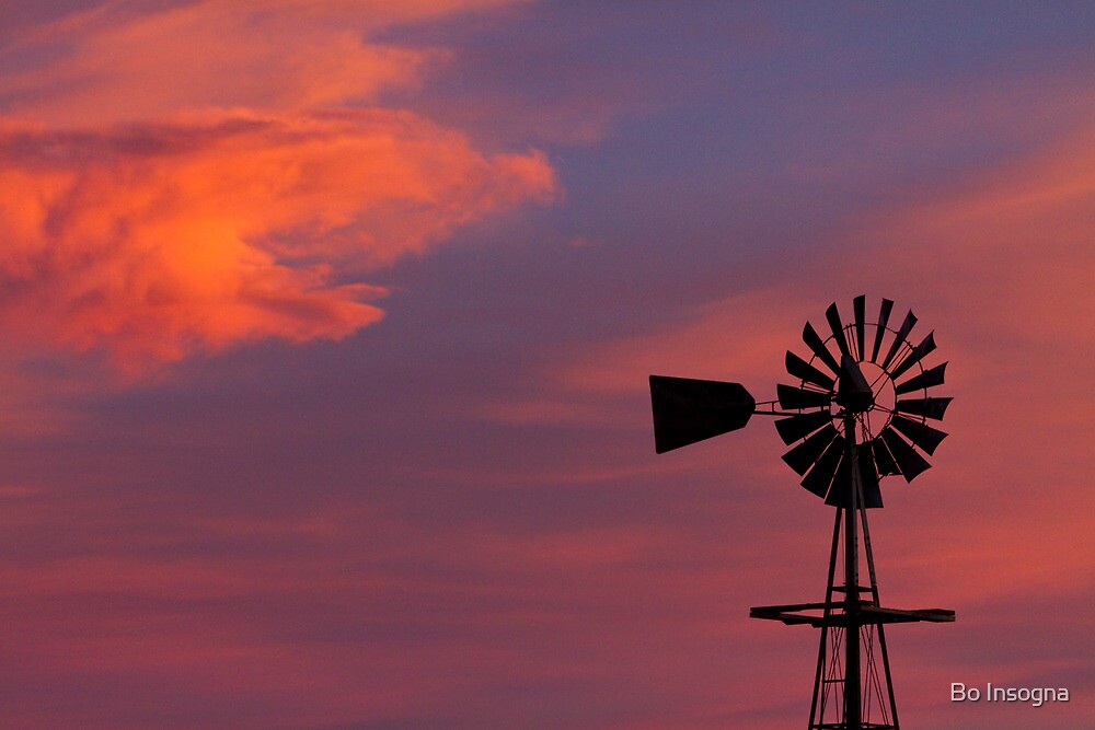 "Old Country Farm Windmill with a Sunset " by Bo Insogna | Redbubble