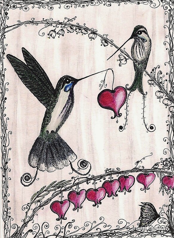 "Hummingbird Heart - Gorgeous one of a kind card" by InkyDreamz | Redbubble