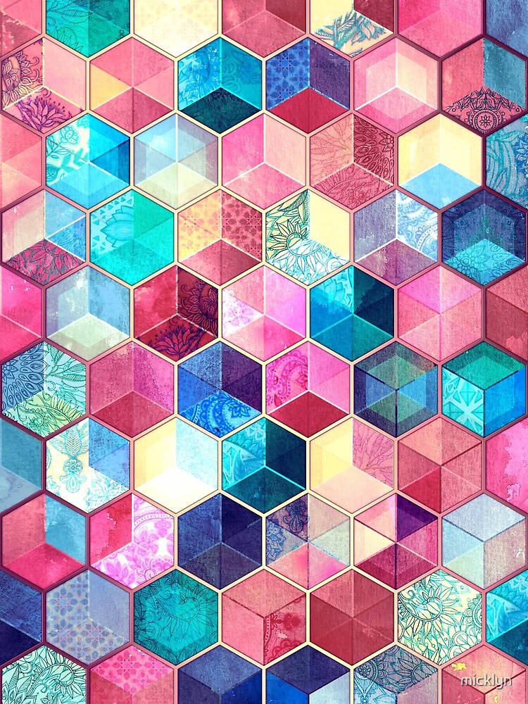 "Topaz & Ruby Crystal Honeycomb Cubes" by micklyn | Redbubble