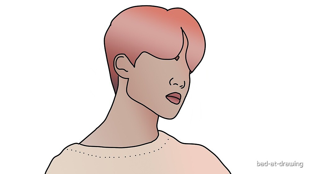 "park jimin mochi pink bts outline drawing" by bad-at-drawing | Redbubble