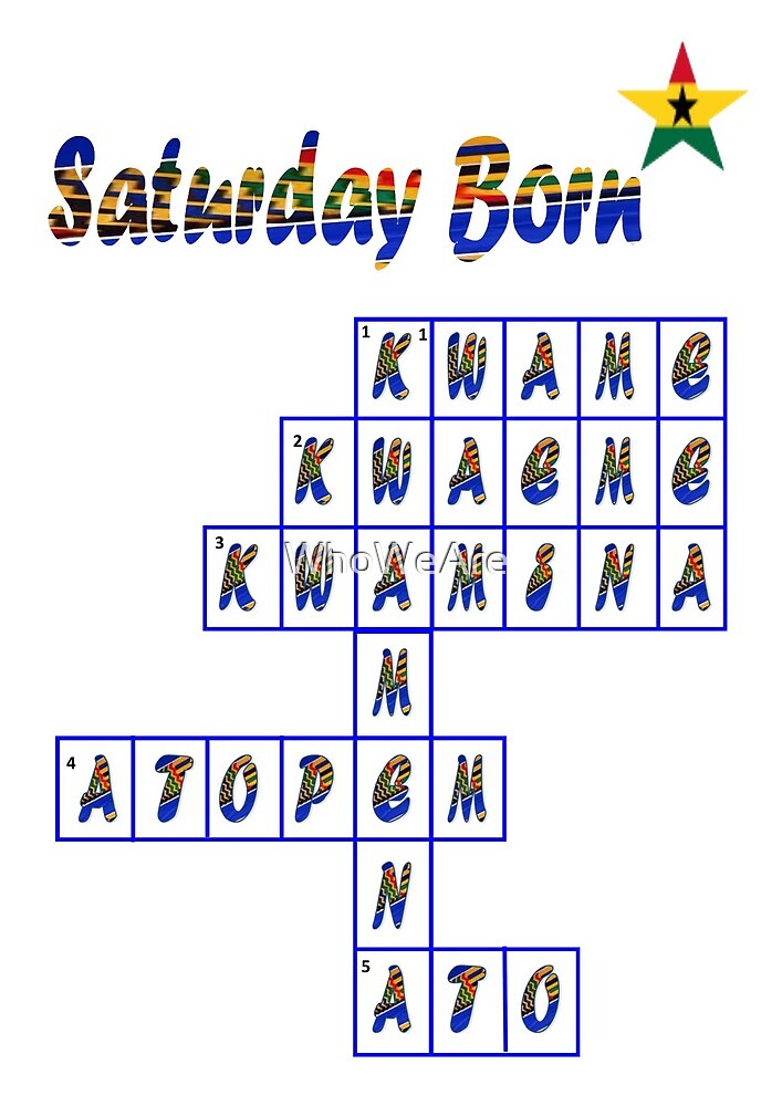 "Saturday Born Ghanaian Male Names in blue" by WhoWeAre | Redbubble