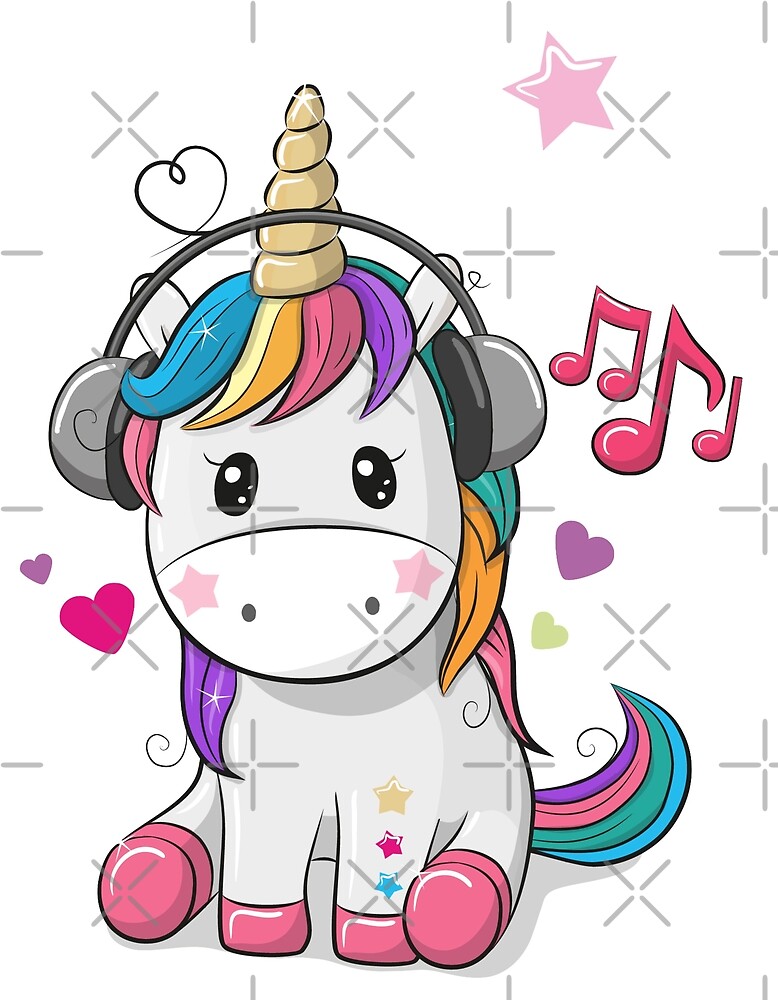"unicorn listening to music" by Earthsavers | Redbubble