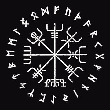 "Viking Norse Protection Compass with Circle Runes Grunge Texture ...