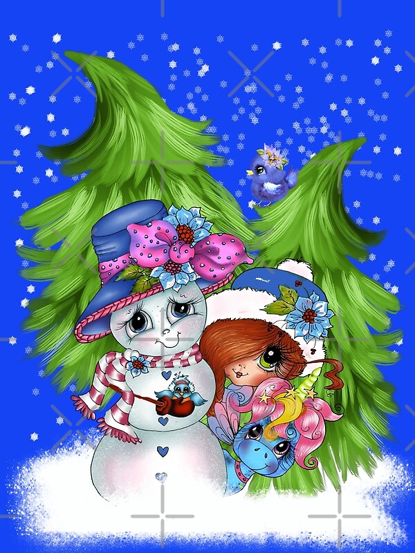 "Snowman and Friends " by LoneAngel | Redbubble