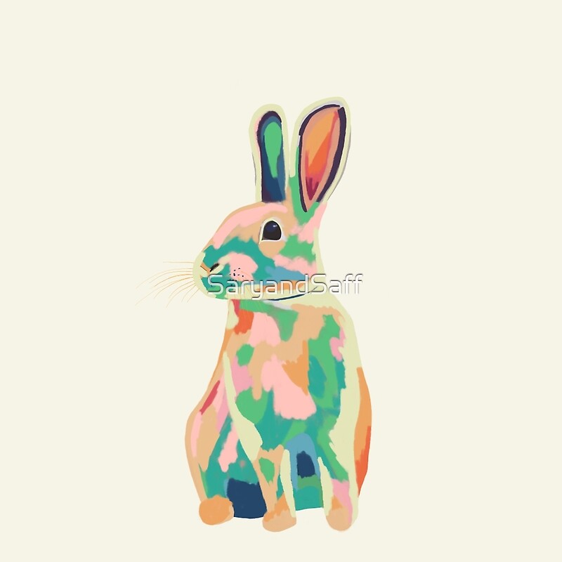 "Colourful rabbit, bunny" by SaryandSaff | Redbubble