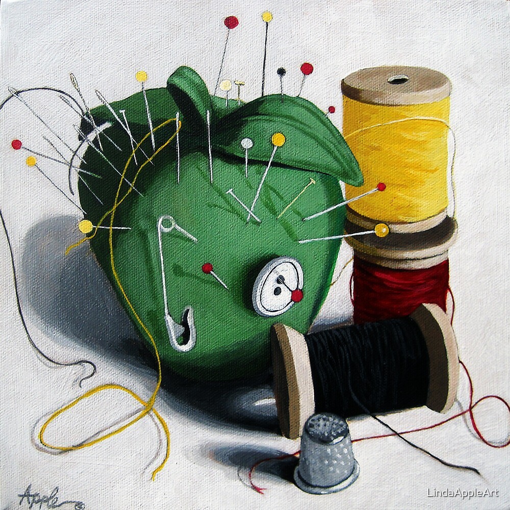 "Time to Sew - still life sewing supplies" by LindaAppleArt | Redbubble