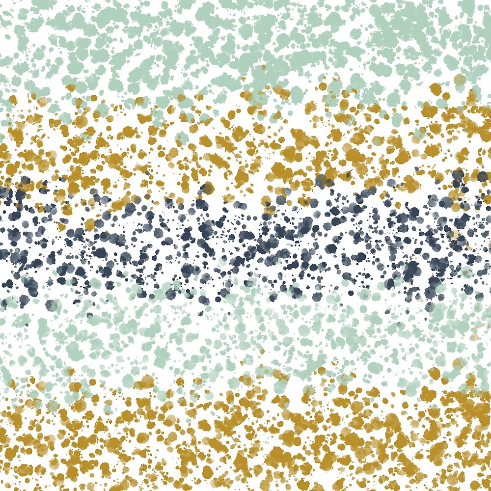 "Splatter Paint Stripes in Navy Blue, Aqua Mint, and Golden Mustard" by ...