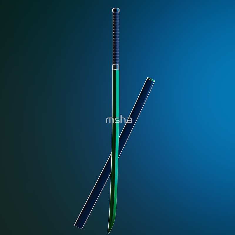 "Green samurai sword and sheath" by msha | Redbubble