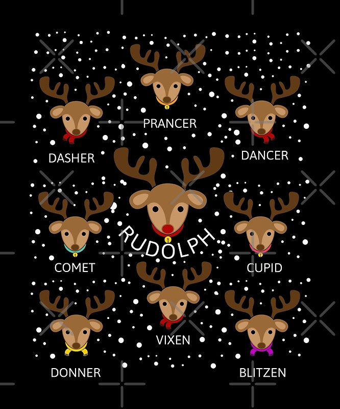 "Rudolph and All Santa Claus's Reindeer Names" by 4wordsmovement ...