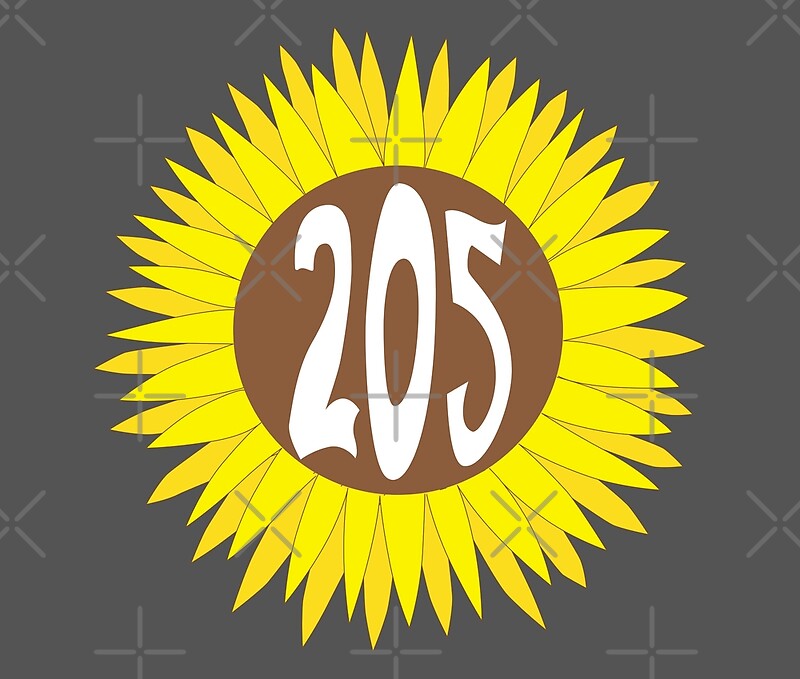 "Hand Drawn Alabama Sunflower 205 Area Code" by itsrturn | Redbubble